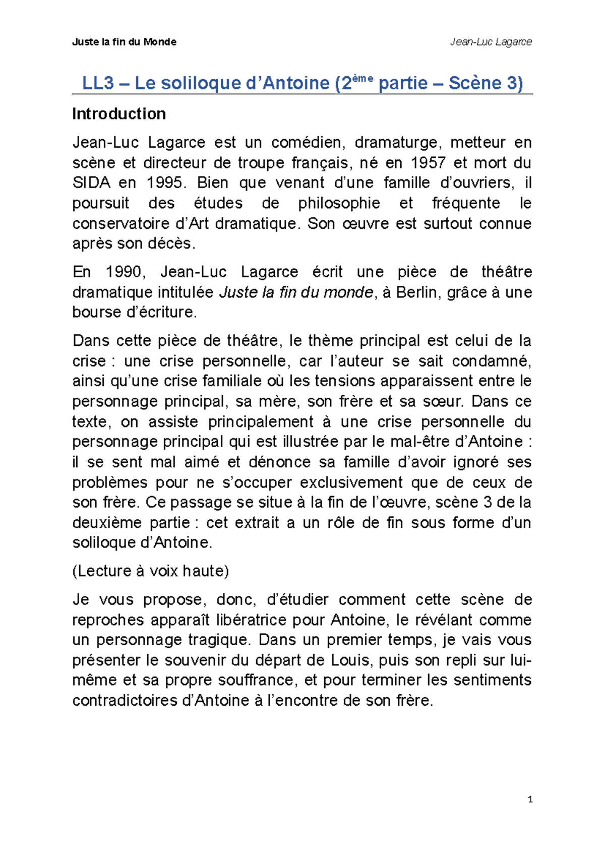 Le soliloque d'Antoine - Bien que venant d’une famille d’ouvriers, il ...