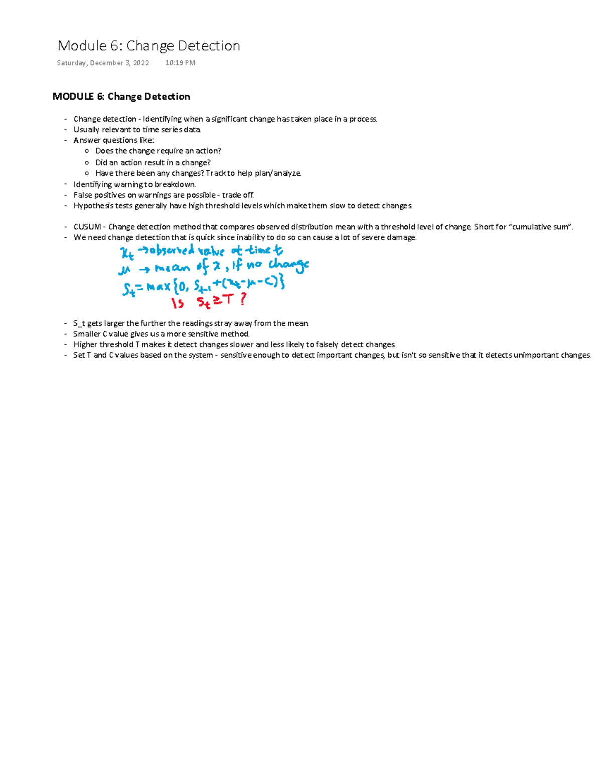 ISYE 6501 Week 6 - Week 6 - MODULE 6: Change Detection Change detection - Identifying when a ...