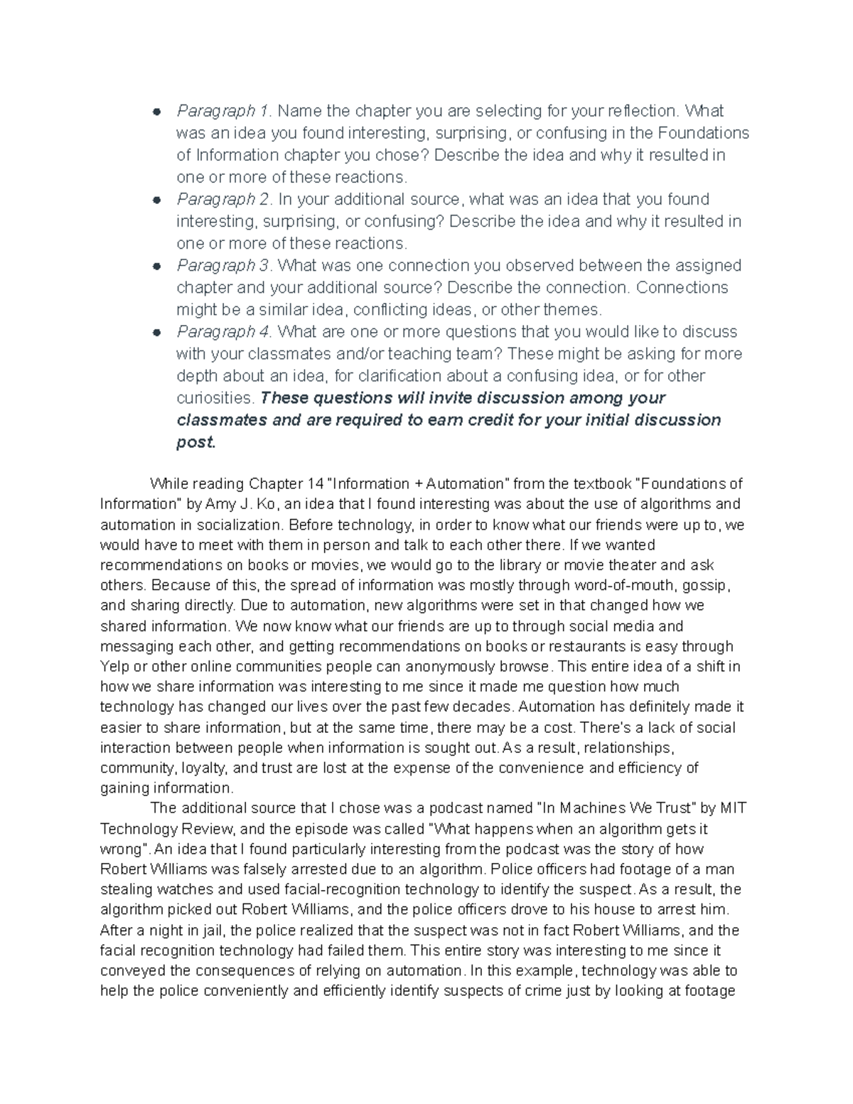 Information and Automation - Paragraph 1. Name the chapter you are ...