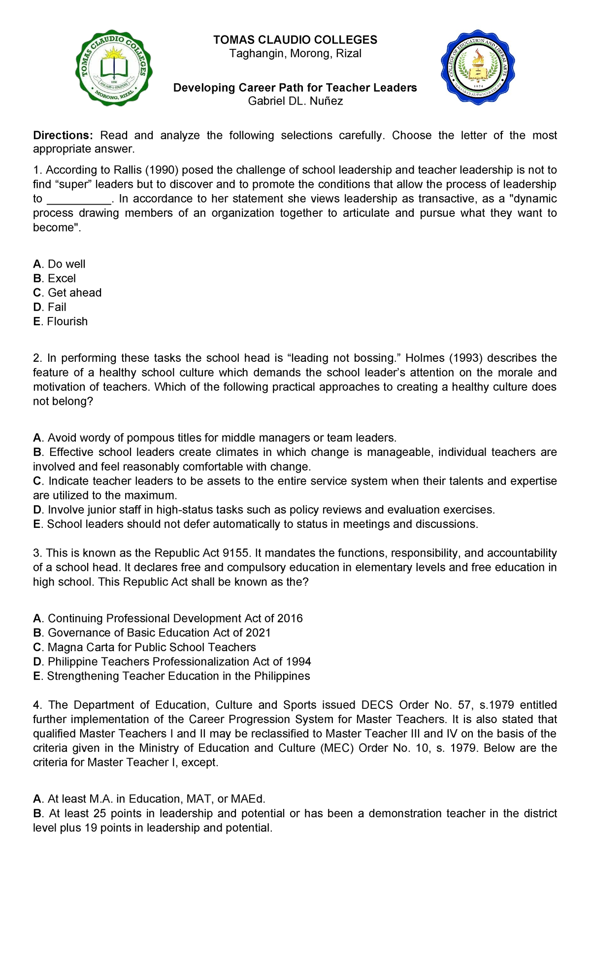 Nunez Chapter 2 and 3 proper format - TOMAS CLAUDIO COLLEGES Taghangin ...