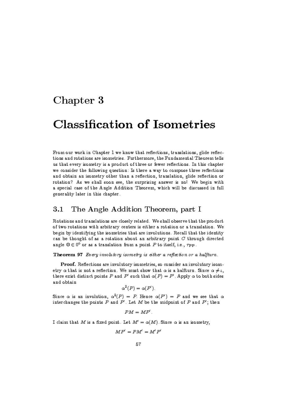 Chapter 3 - Chapter 3 Classification of Isometries From our work in Chapter 1 we know that - Studocu