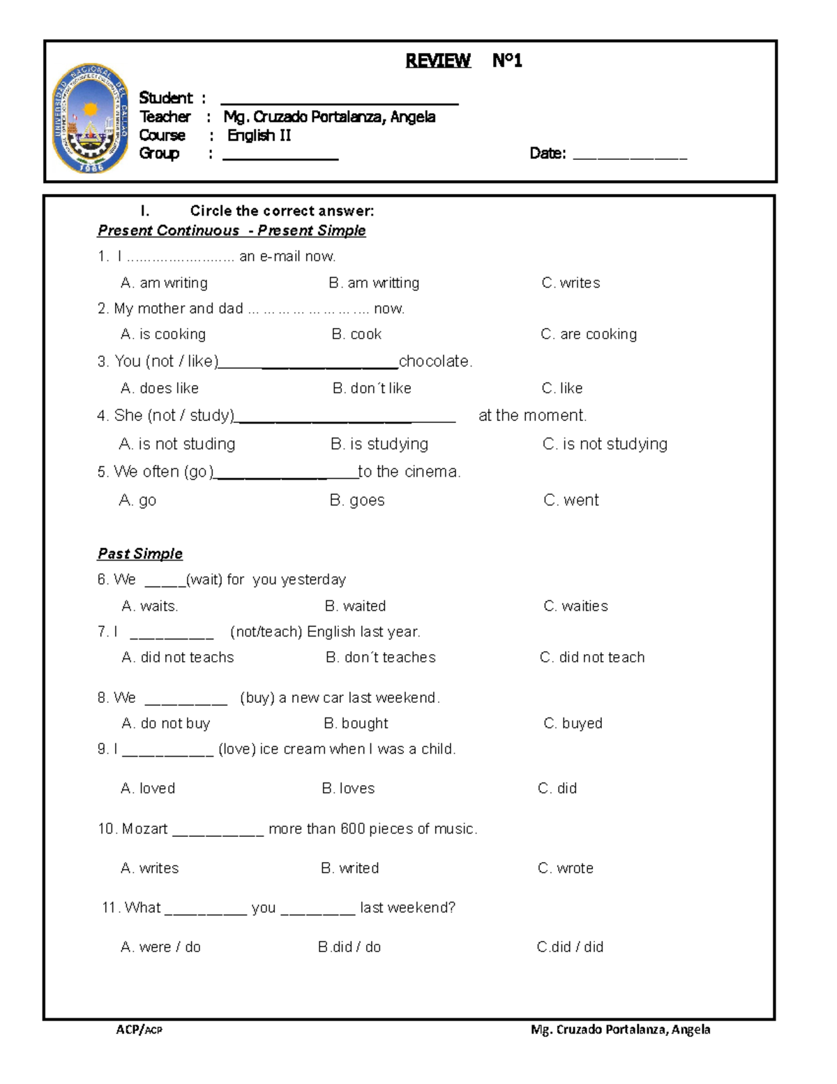 Review MID TERM EXAM- 2021-A - REVIEW N° 1 Student ...