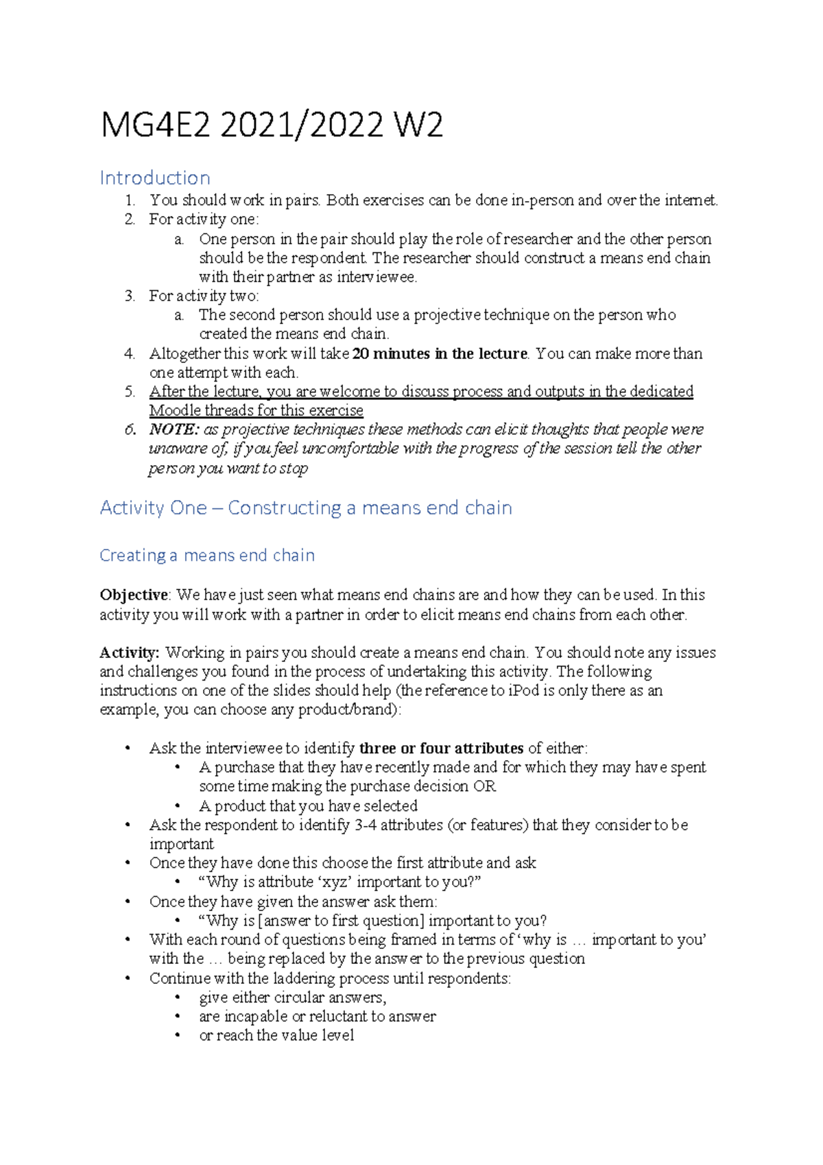 MG4E2 Week 2 Moodle Activities 2021 2022 - MG4E2 2021 /202 2 W ...