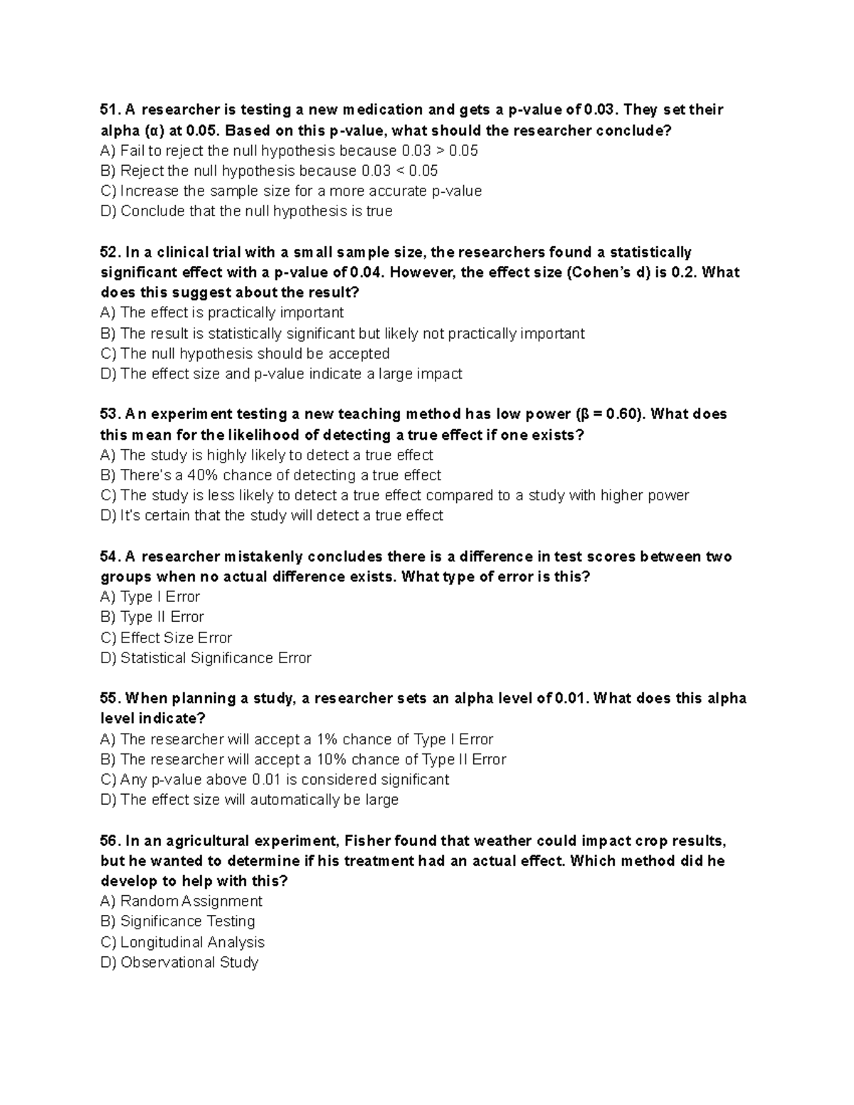 2032 Practice Midterm 1 - Google Docs - A researcher is testing a new ...