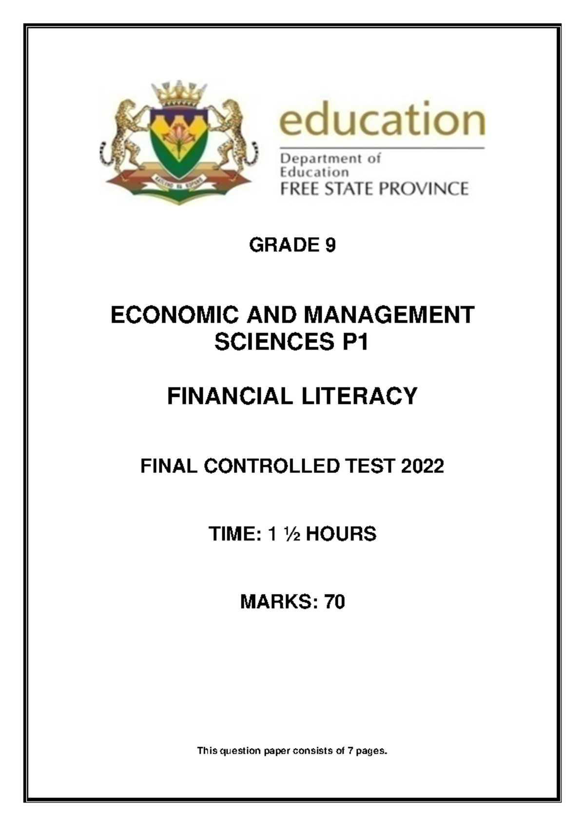 1. EMS GR 9 P1 NOV 2022 QP 1 - GRADE 9 ECONOMIC AND MANAGEMENT SCIENCES ...