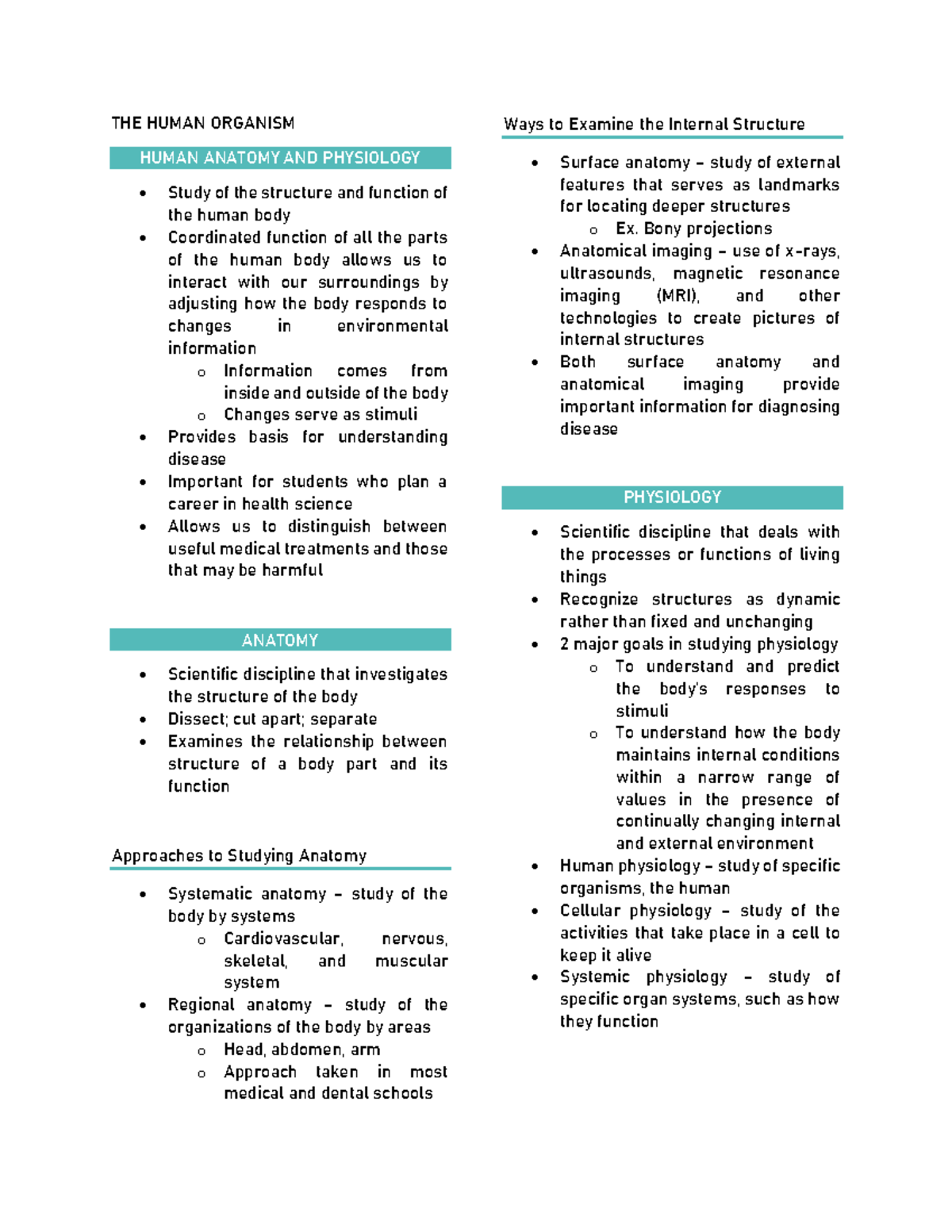 Anatomy and Physiology - Human Organism - THE HUMAN ORGANISM HUMAN ...