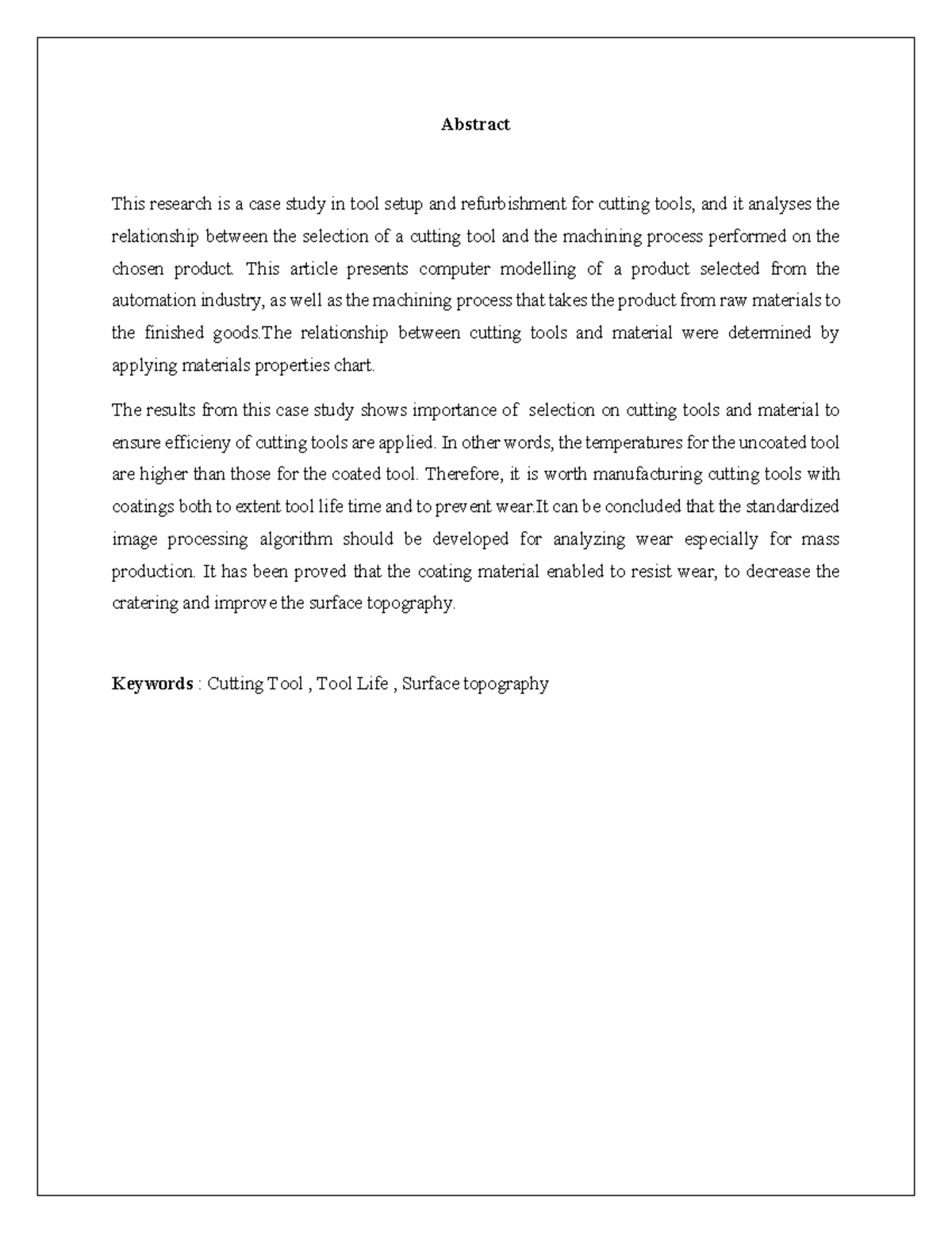 CASE Study BMMI 1054 - It's about Cutting tools methodology - Abstract ...