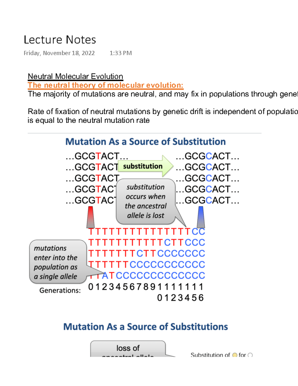Lecture Notes Chapter 15 - Neutral Molecular Evolution The neutral ...