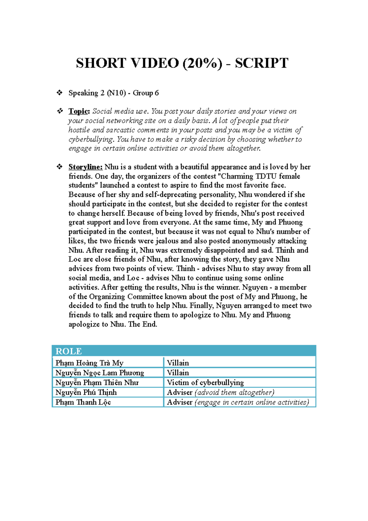 Script-English-Ver - fantastic - SHORT VIDEO (20%) - SCRIPT Speaking 2 ...