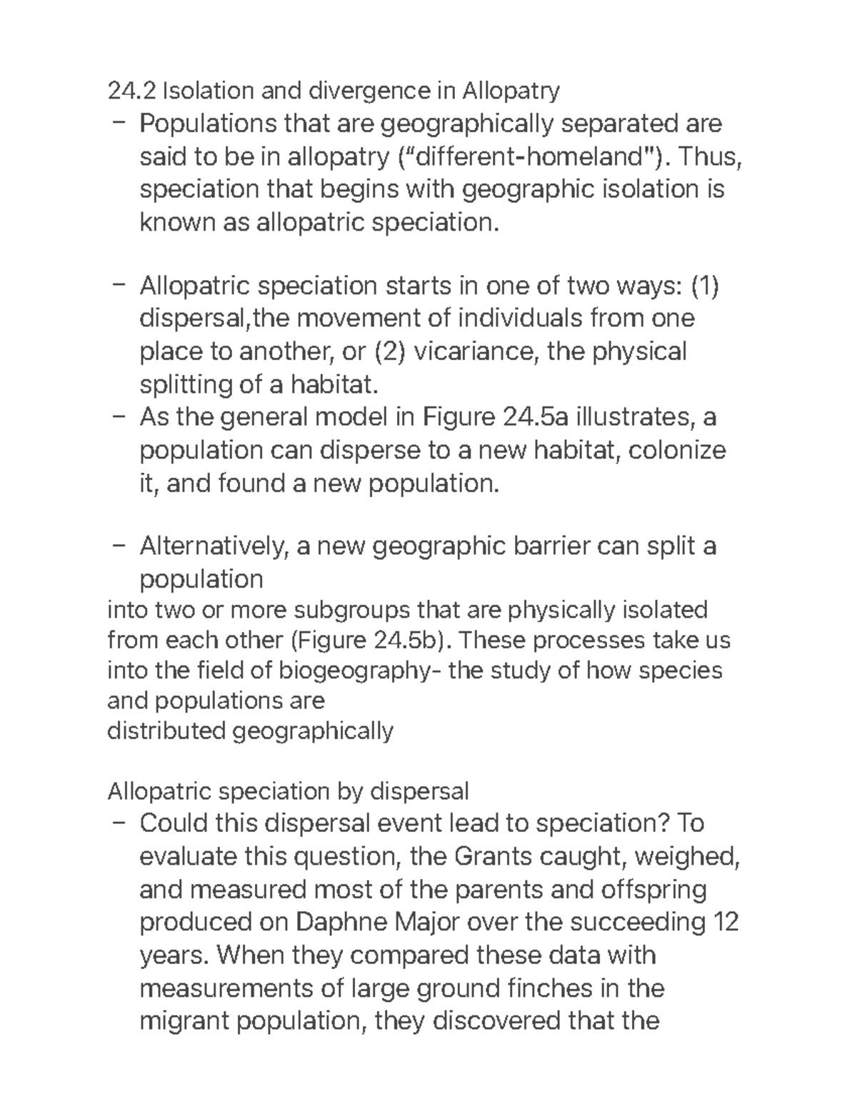 24.2 Isolation and divergence in Allopatry - 24 Isolation and ...