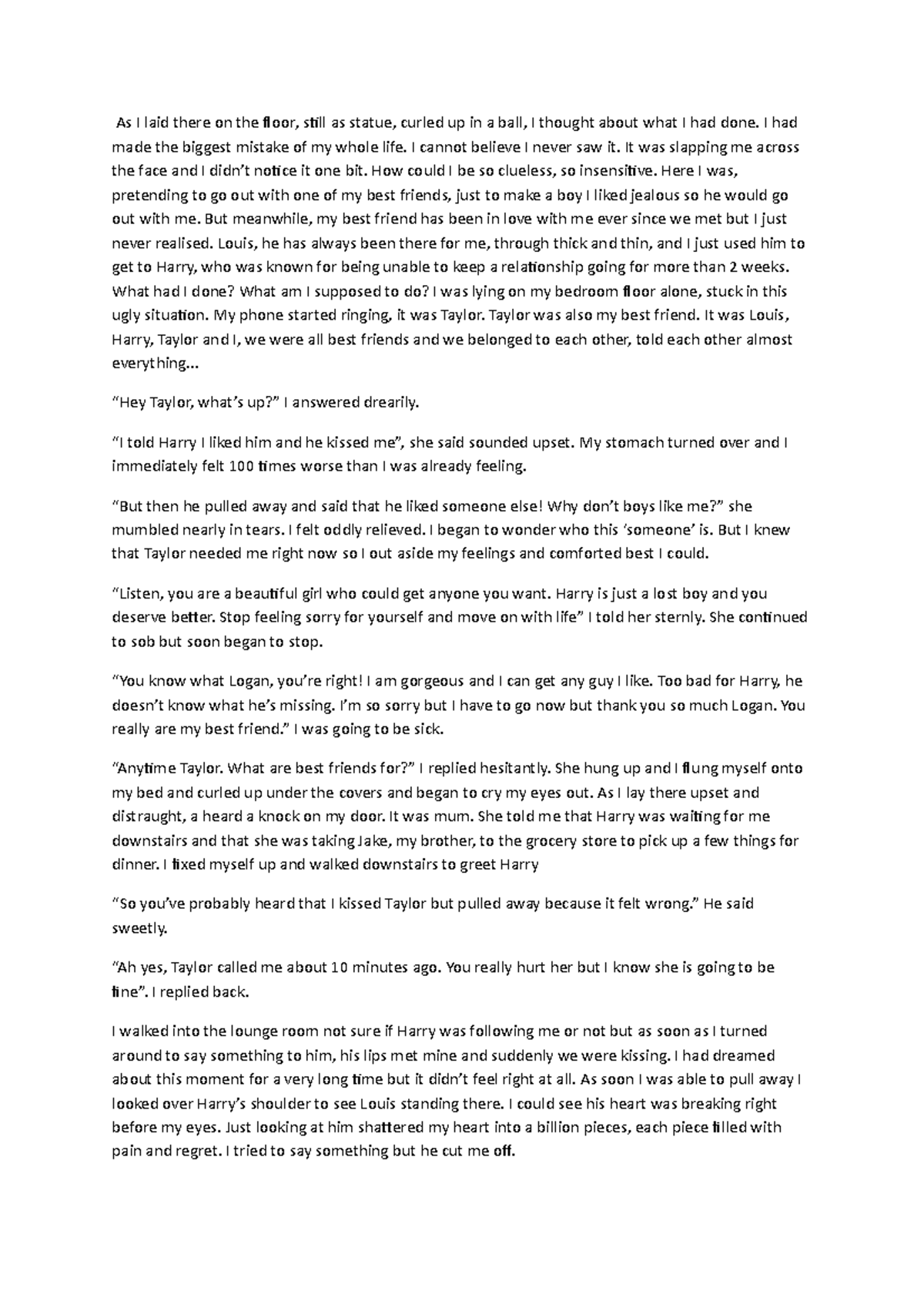 English standard creative writing sample - As I laid there on the floor ...