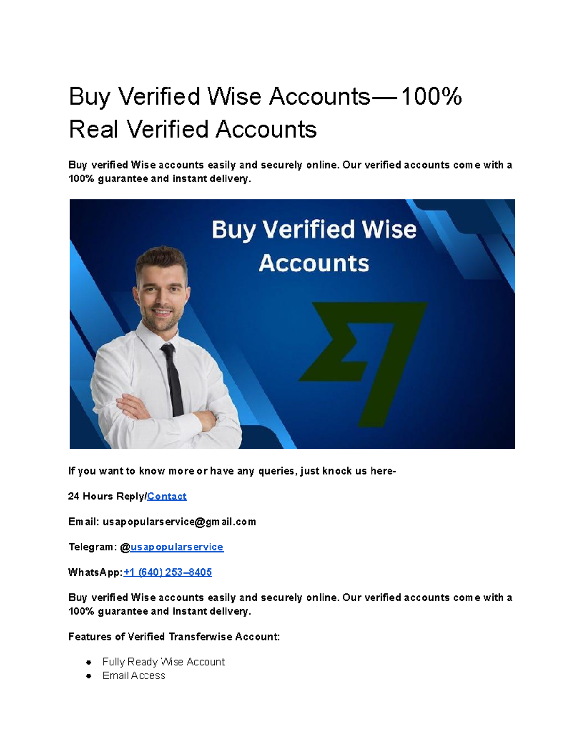 Buy Verified Wise Accounts — 100% Real Verified Accounts - Buy Verified ...