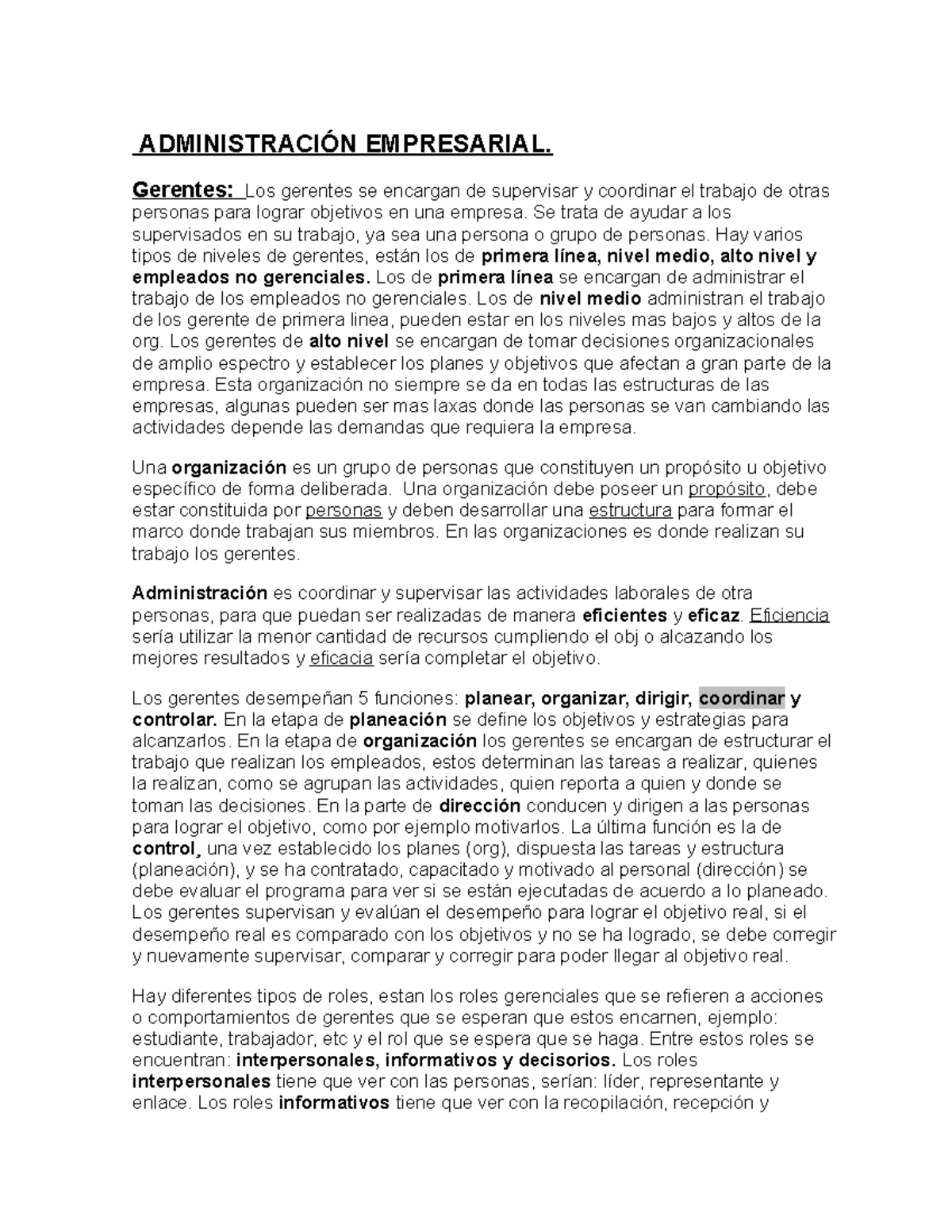 Administración Empresarial - ADMINISTRACIÓN EMPRESARIAL. Gerentes: Los ...