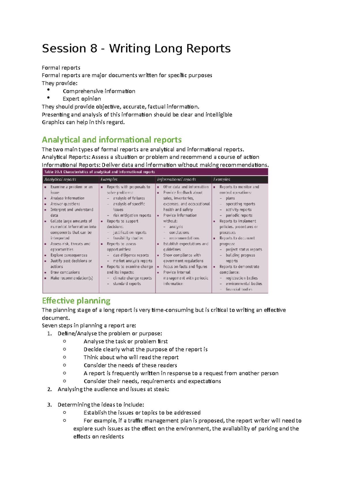 Session 8 - Writing Long Reports - Session 8 - Writing Long Reports ...