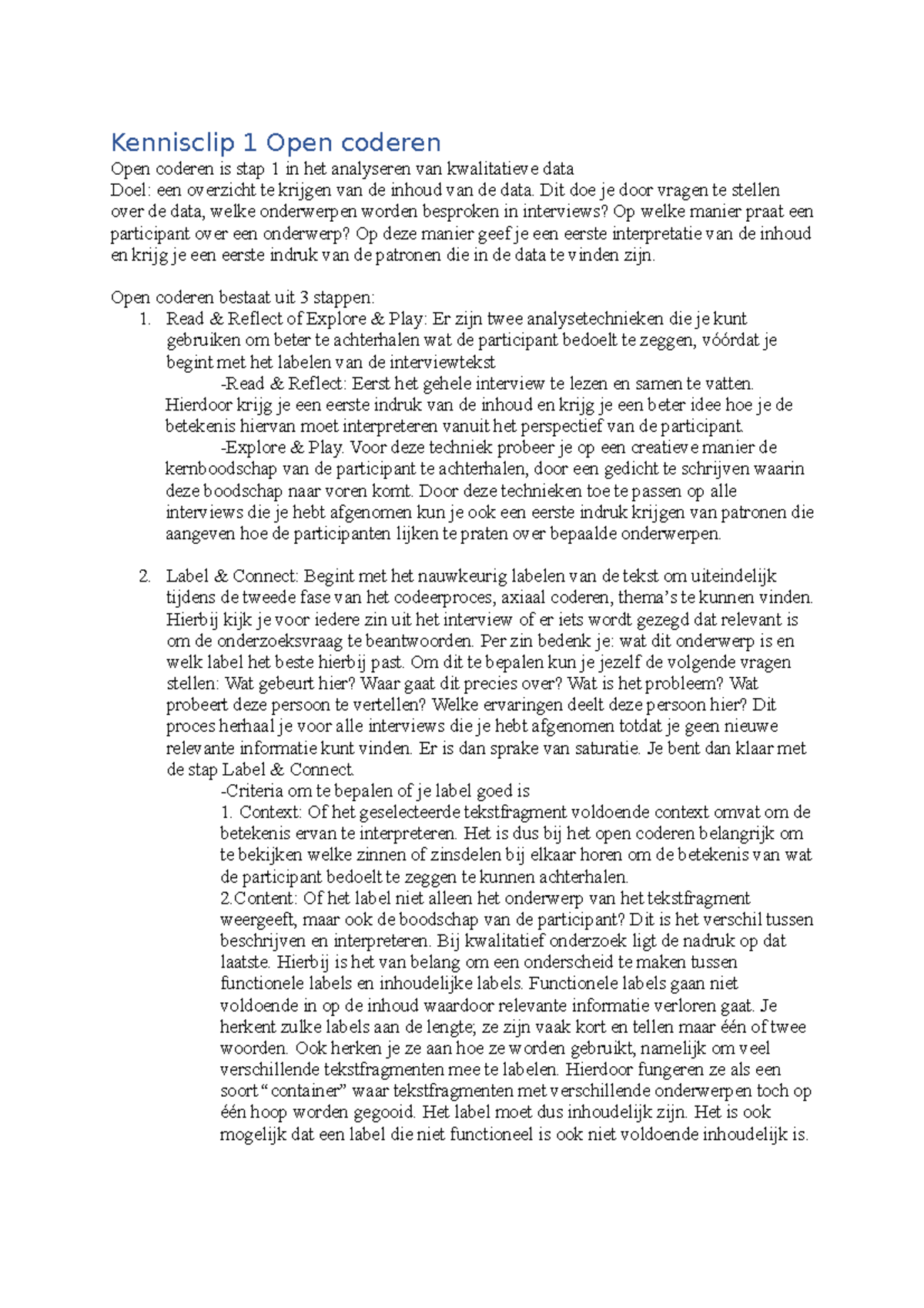 Kennisclips coderen - Kennisclip 1 Open coderen Open coderen is stap 1 ...