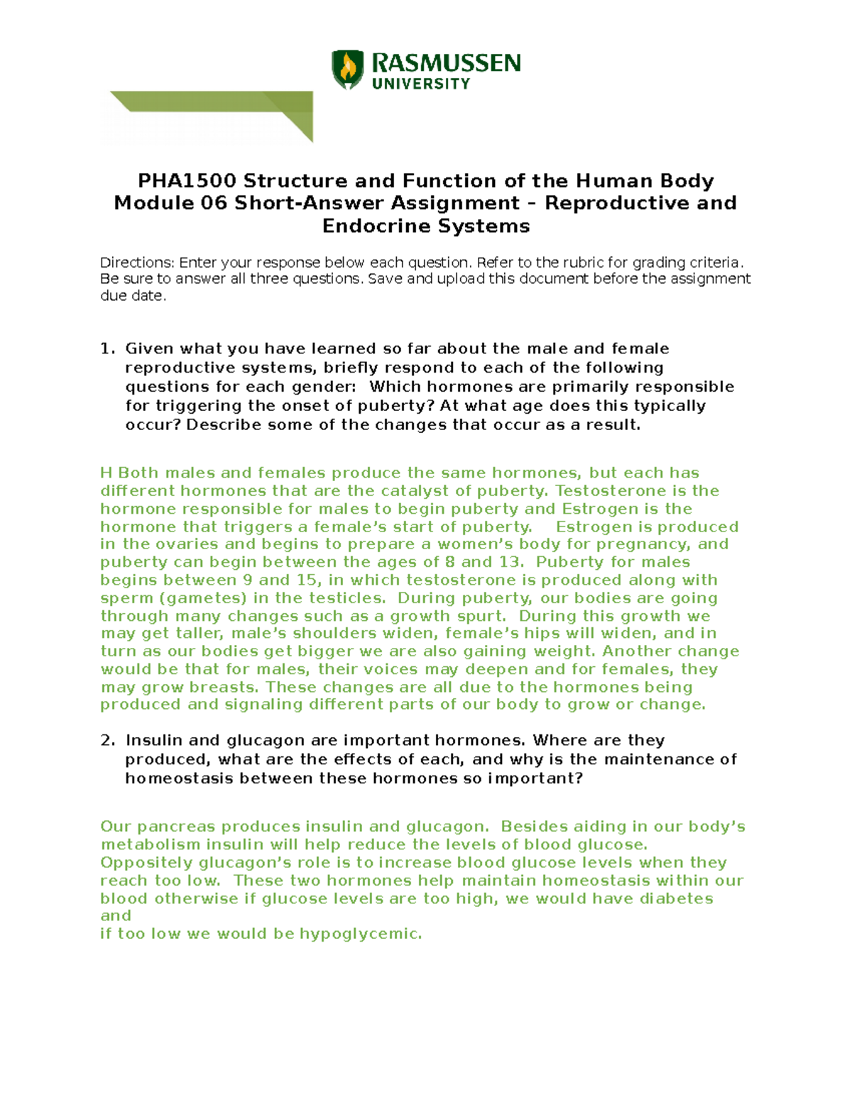 PHA1500 Short Answer Assignment Module 06 - HIM 1507 - Studocu