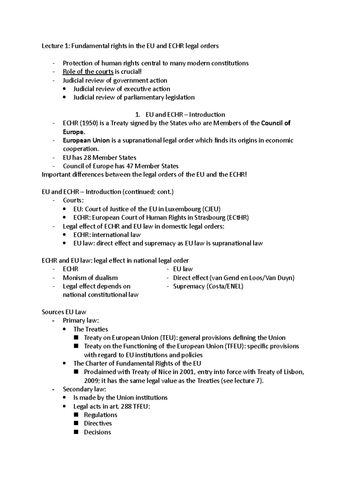 Slides HC1 Fundamental Rights in Europe - Lecture 1: Fundamental rights ...