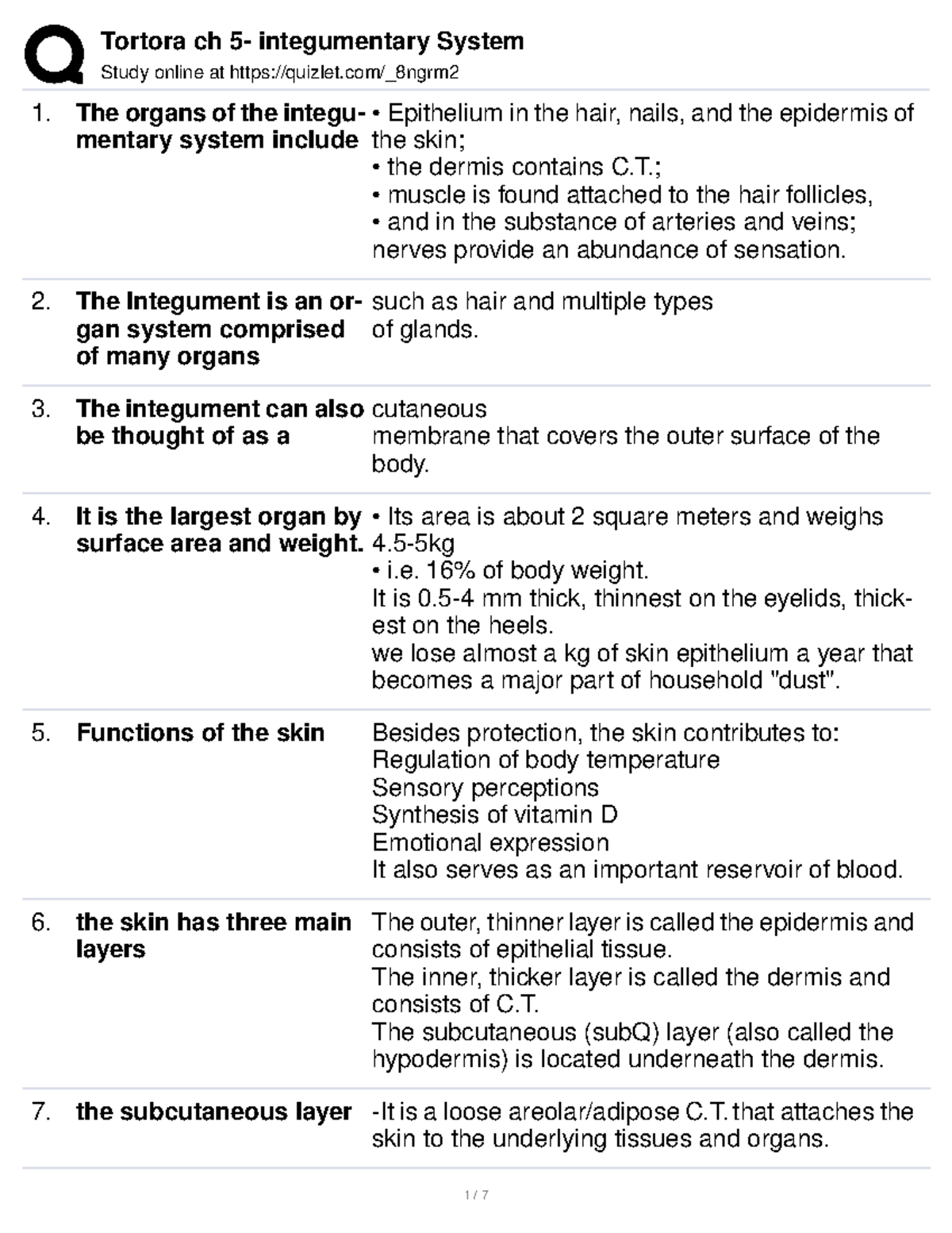 Tortora ch 5- integumentary System - Study online at quizlet/_8ngrm The ...