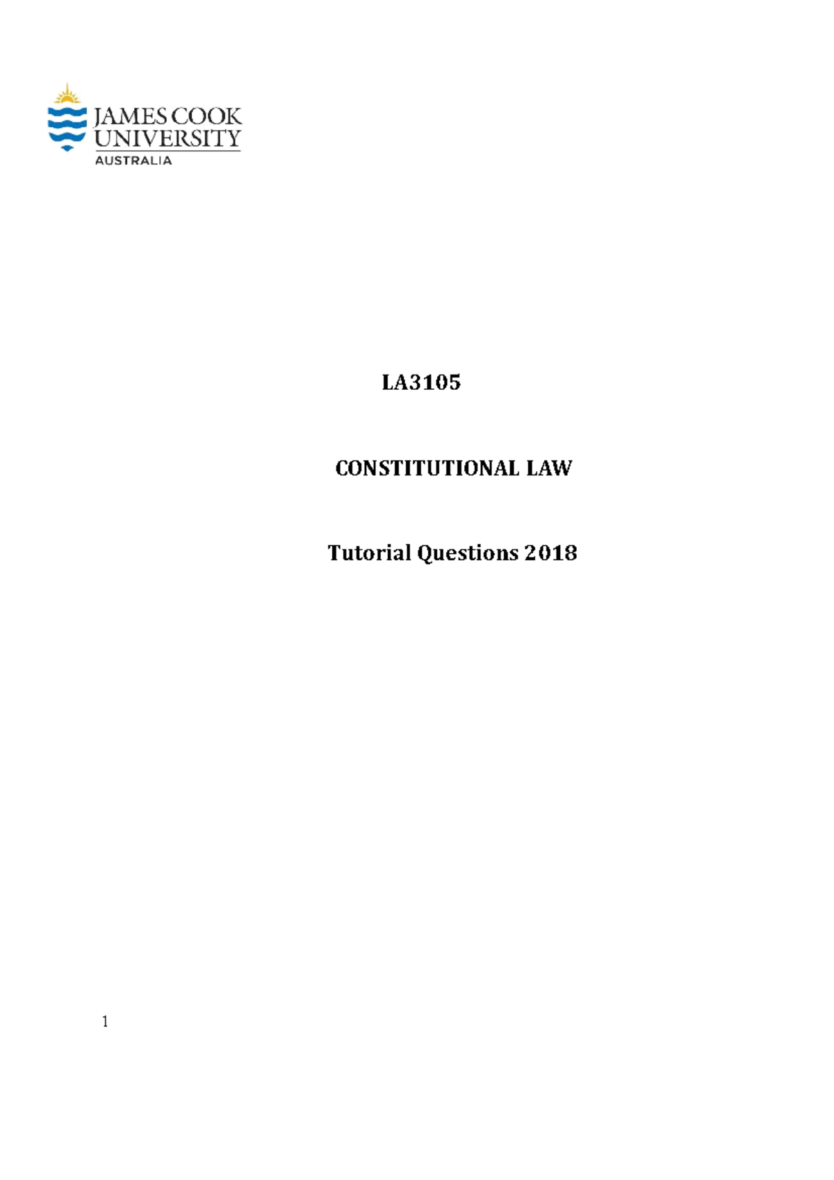 Typed Tutorials - LA3105 CONSTITUTIONAL LAW Tutorial Questions 2018 1 ...
