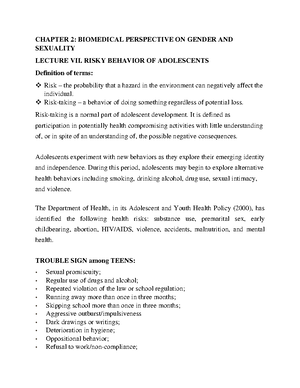 Biomedical Perspective ON Gender AND Sexuality - BIOMEDICAL PERSPECTIVE ...