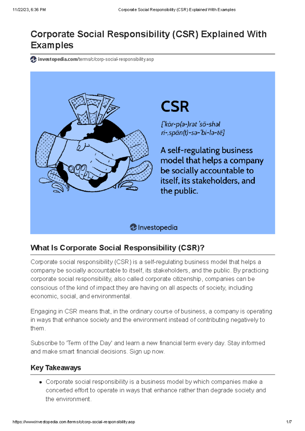 Corporate Social Responsibility (CSR) Explained With Examples ...