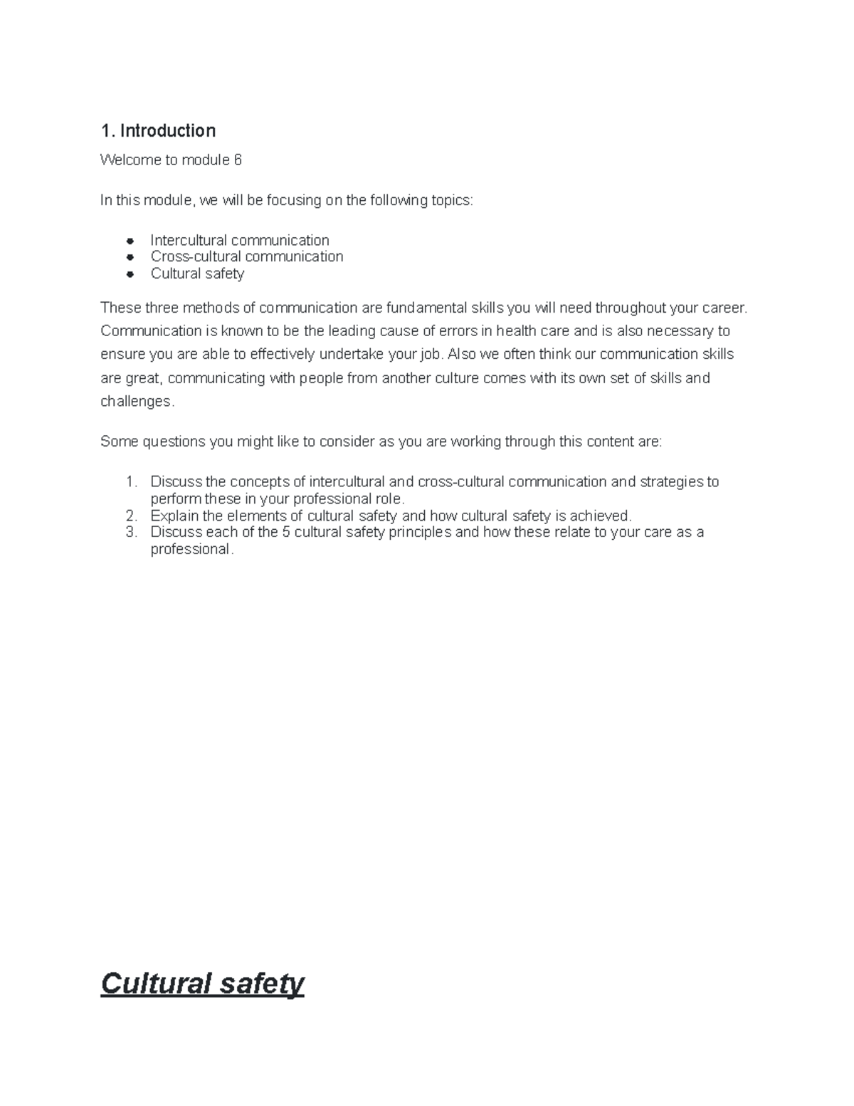 6 Week - Notes reflecting first year information of nursing practices ...