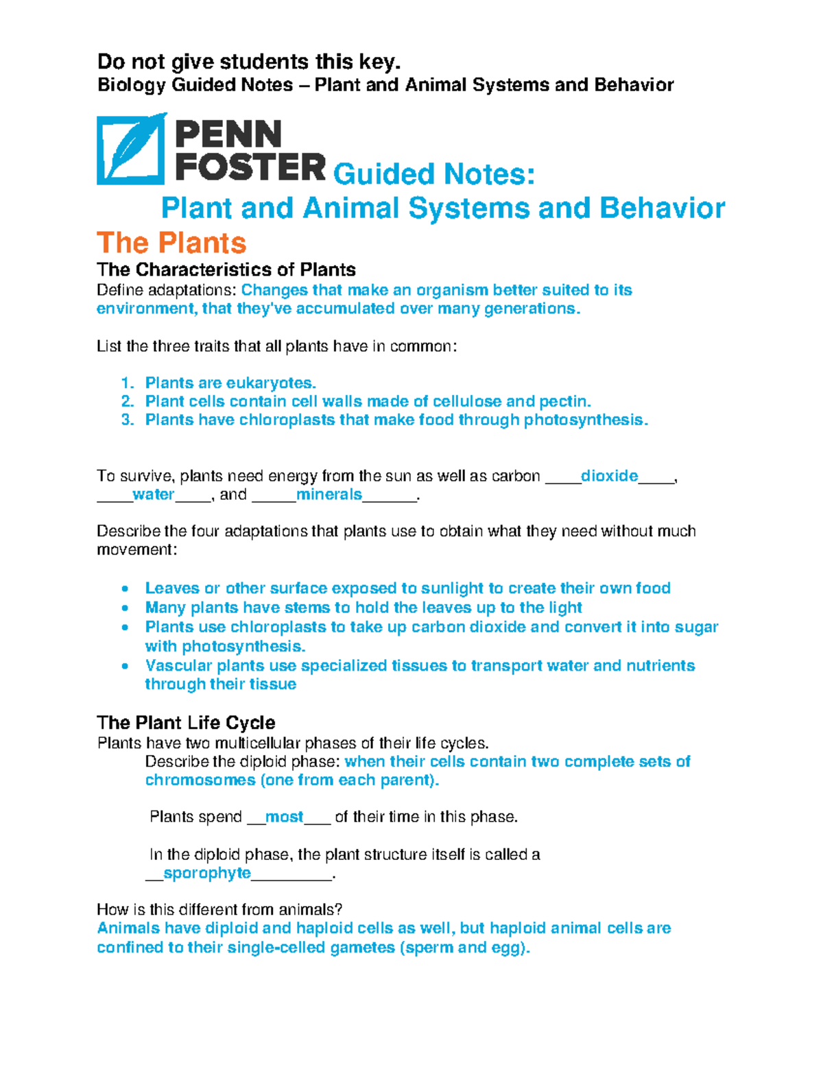 Biology Guided Notes - unknown - Biology Guided Notes – Plant and ...