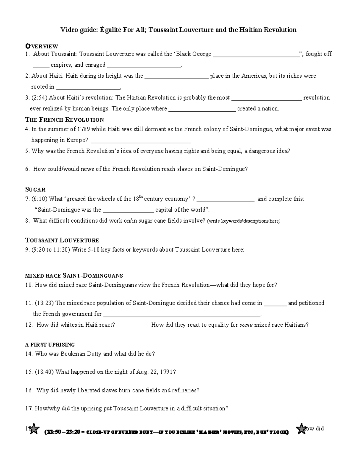 Copy of touissant - n/A - Video guide: Égalité For All; Toussaint ...