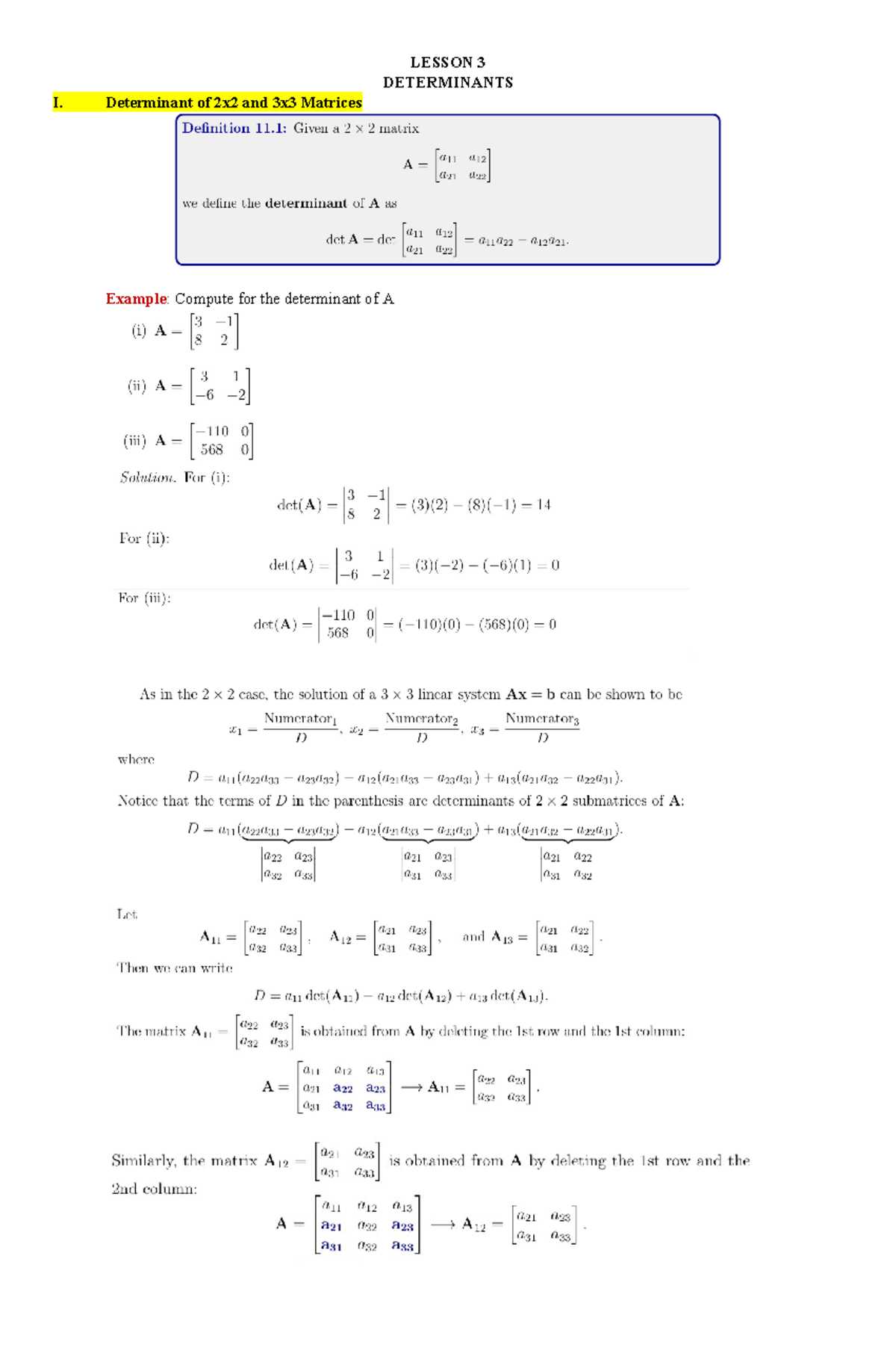 Determinants and its properties - Accountancy - LESSON 3 DETERMINANTS I ...