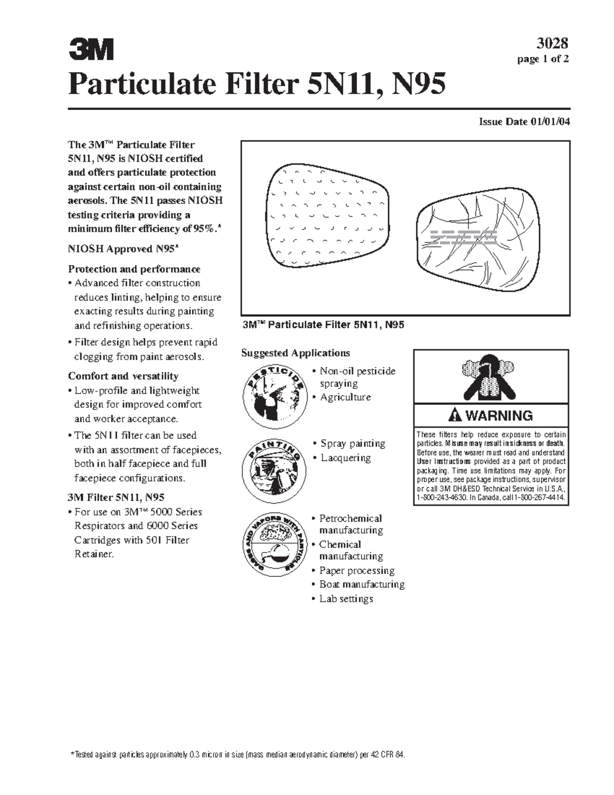 5N11 N95 filter - 3028 page 1 of 2 Particulate Filter 5N11, N The ...