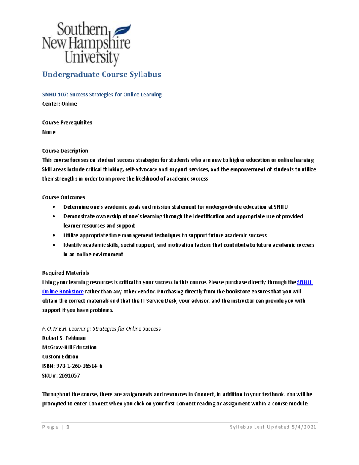 SNHU 107 Syllabus - ... - Undergraduate Course Syllabus SNHU 107 ...