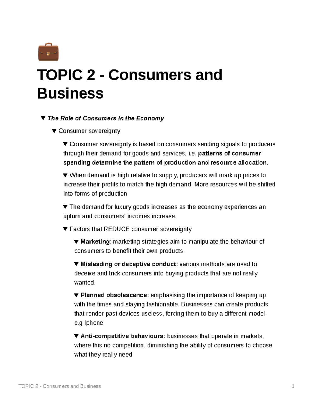 Topic 2 - Consumers and Business - 💼 TOPIC 2 - Consumers and Business ...