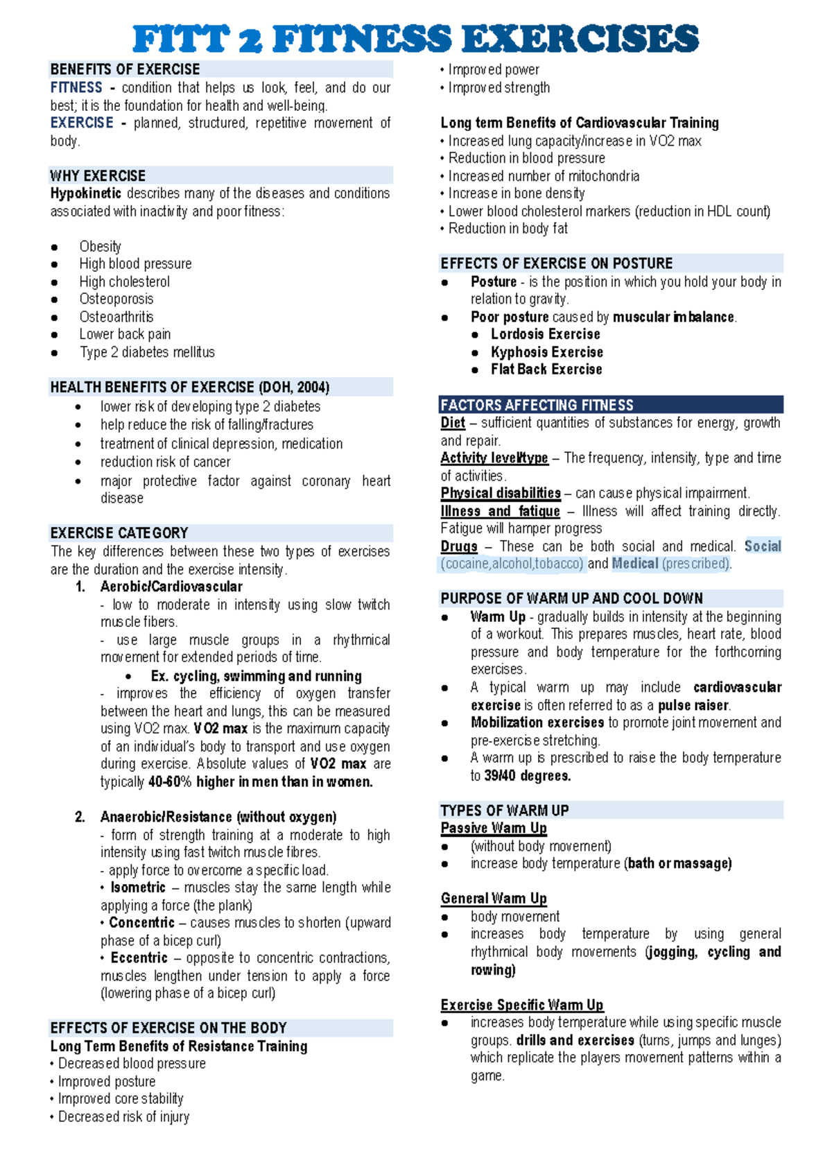 Fitt - mnwjknwd - FITT 2 FITNESS EXERCISES BENEFITS OF EXERCISE FITNESS ...