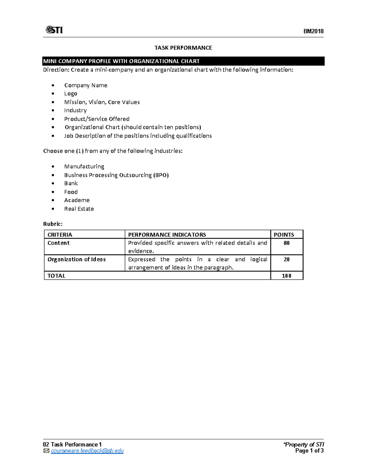Task Performance of our School - BM201 8 02 Task Performance 1 ...
