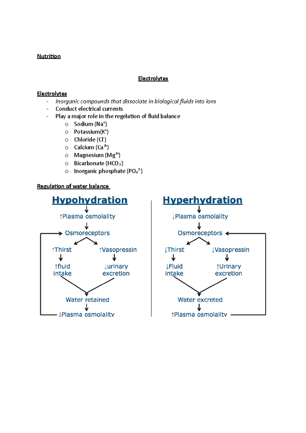 Nutrition - Lecture 15 - Electrolytes - Nutrition Electrolytes ...