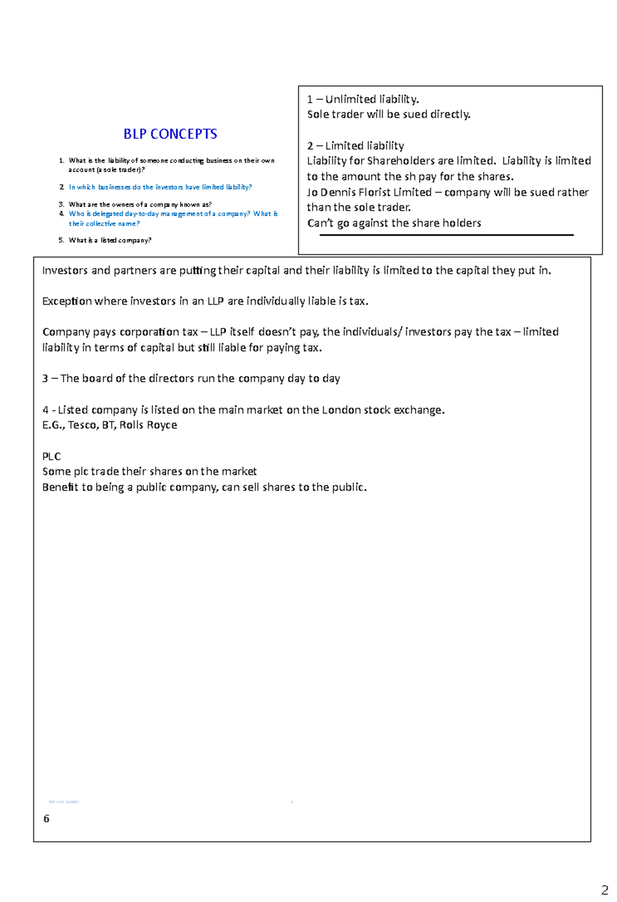 BLP 1 Setting up a Business Slides - BLP CONCEPTS 1. What is the ...