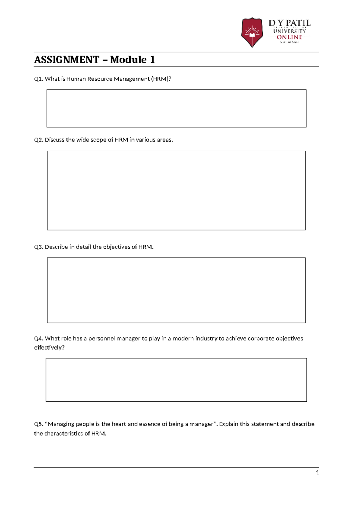 Module 1 Assignment - Bachelor in business administration - ASSIGNMENT ...