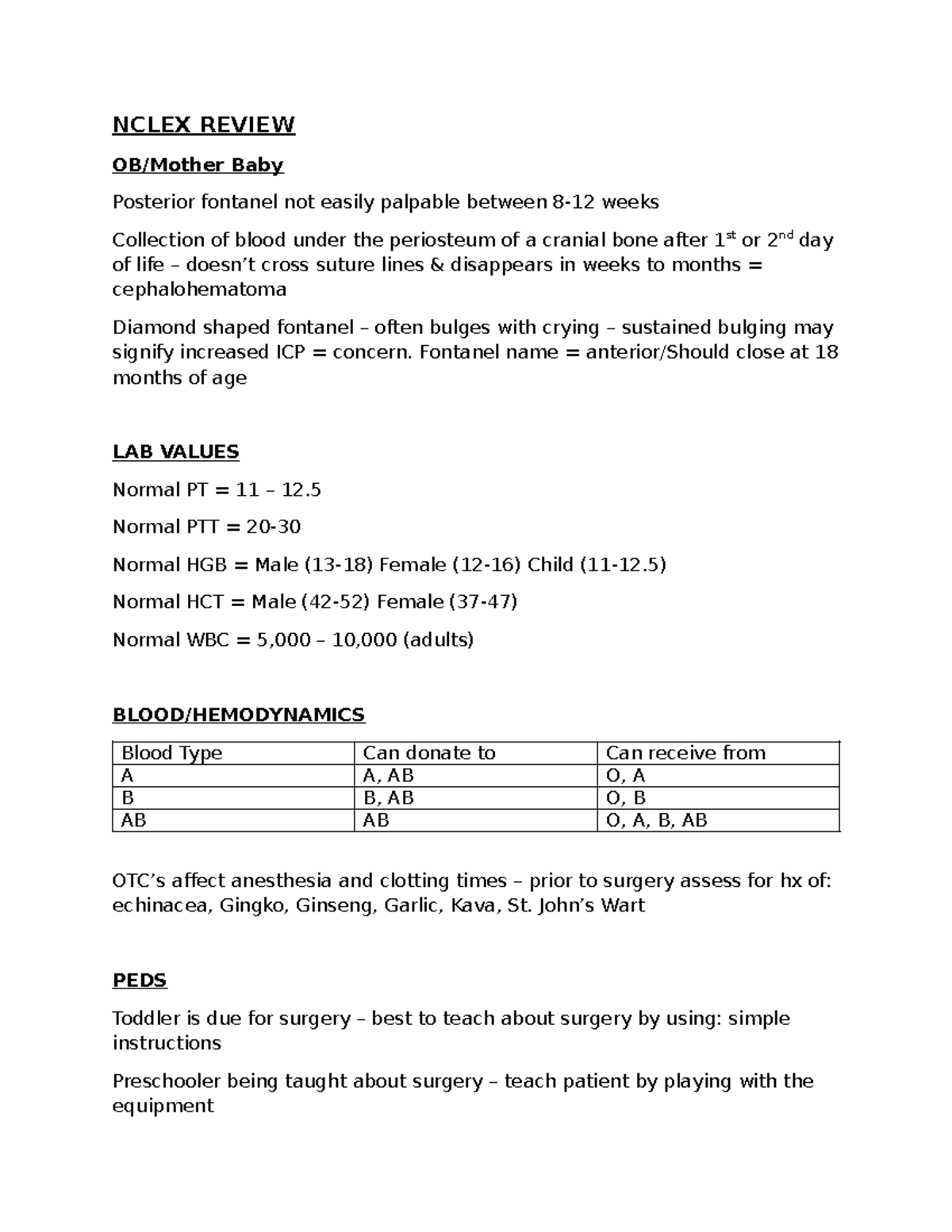 Nclex Review - NCLEX REVIEW OB/Mother Baby Posterior fontanel not ...