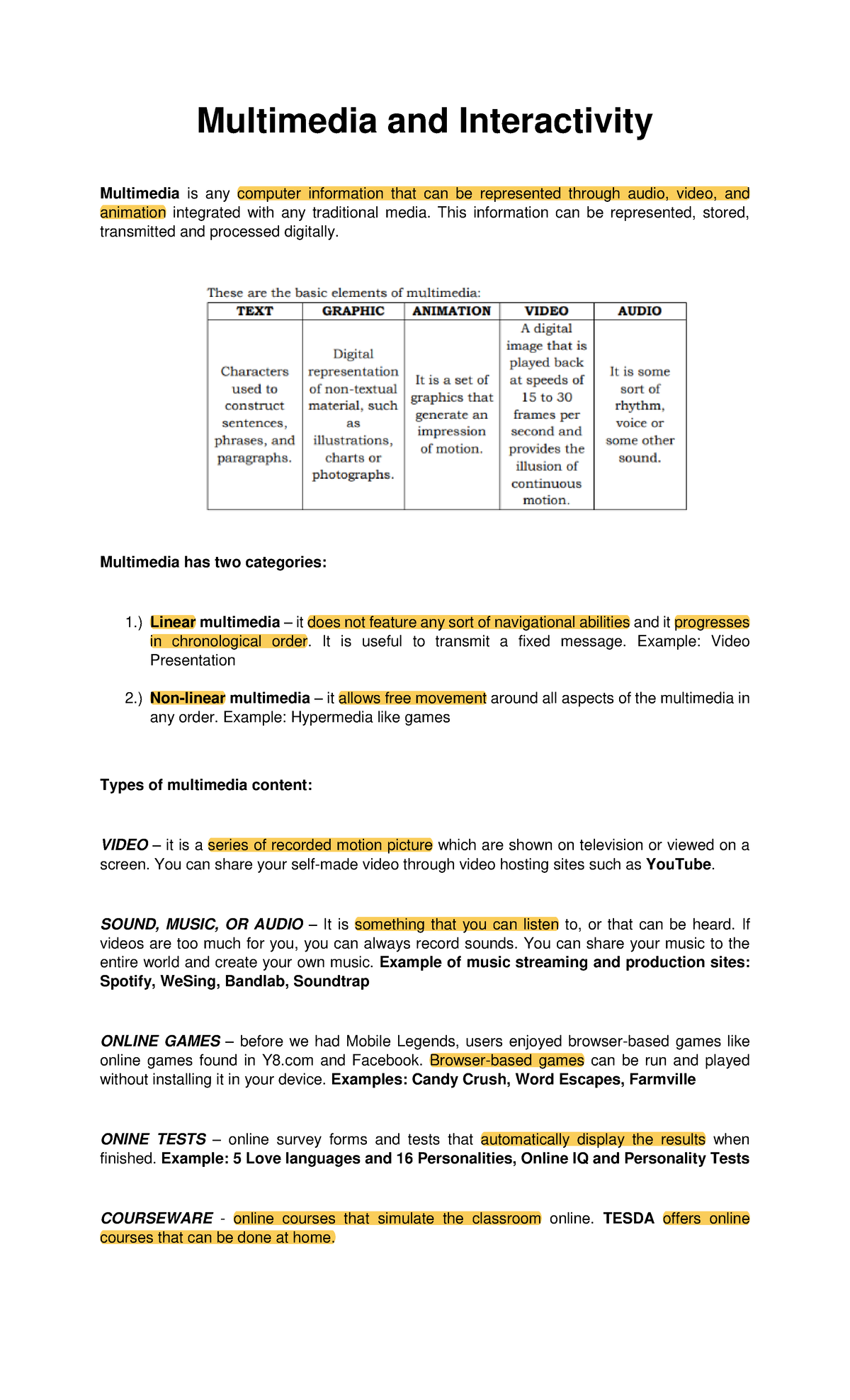 Lesson 5 Multimedia and Interactivity - Multimedia and Interactivity ...