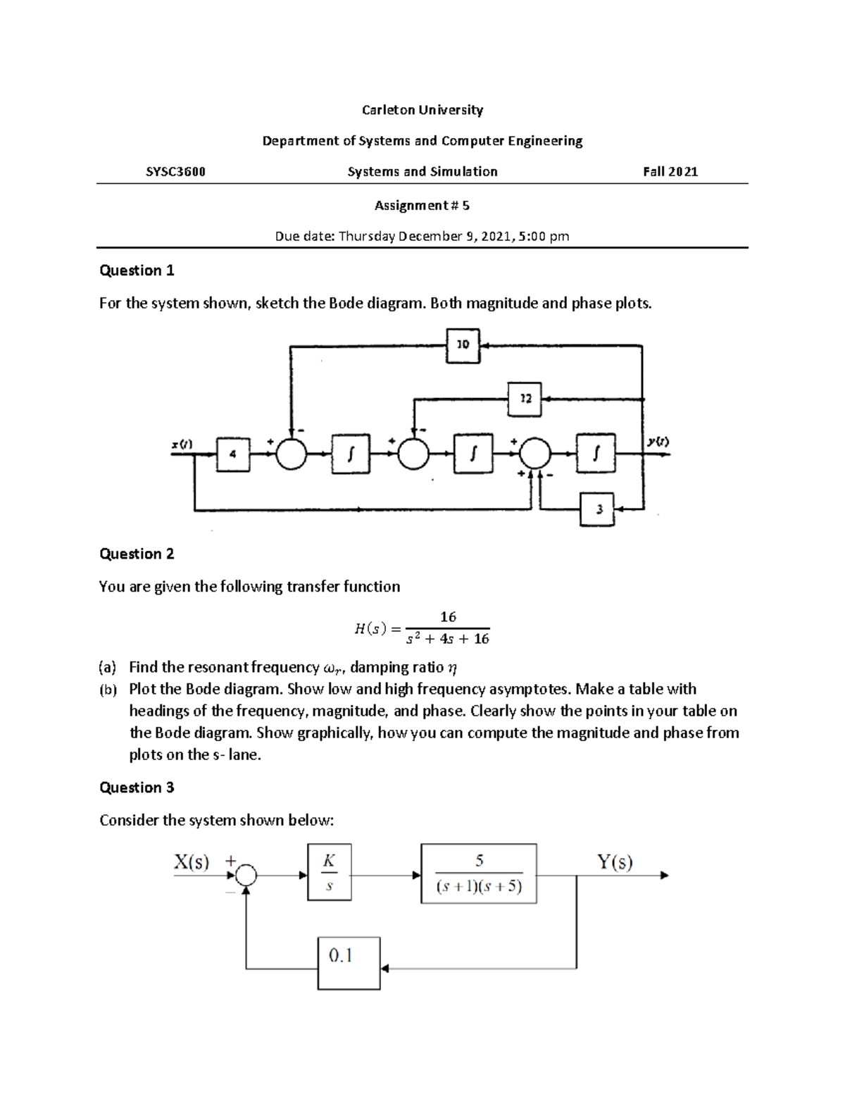 Assignment 5 2021 Mandatory - Carleton University Department of Systems and Computer Engineering ...