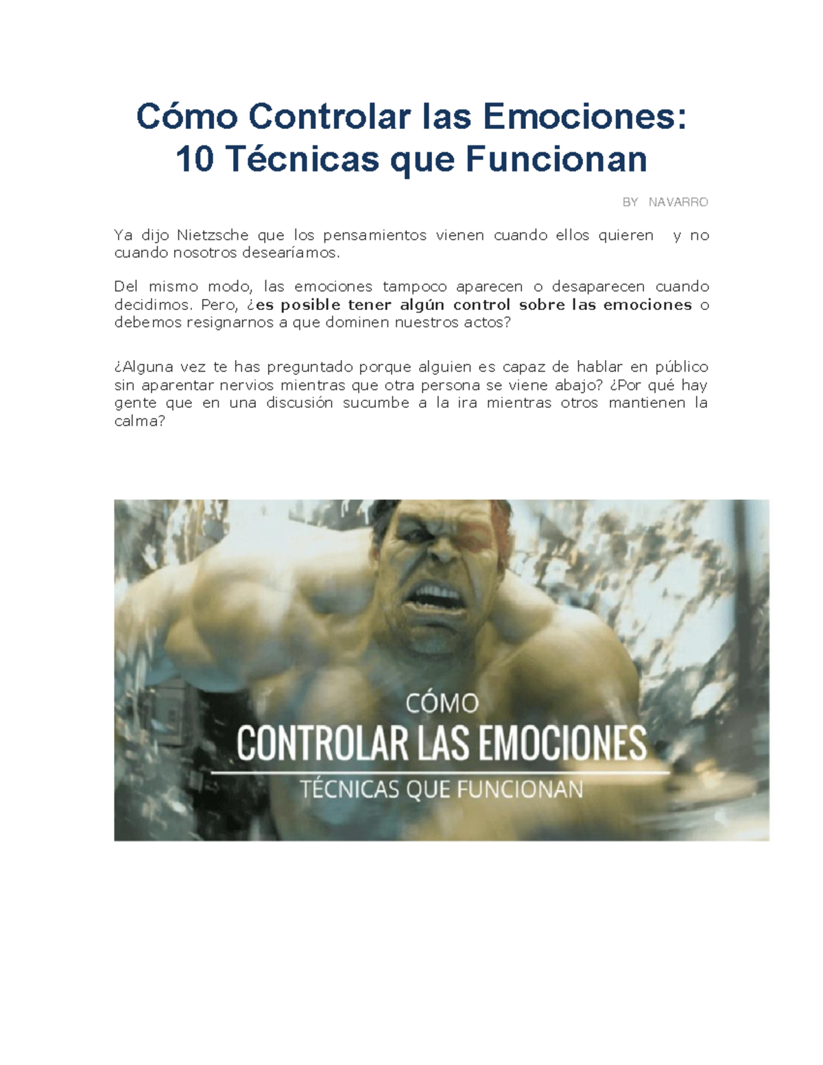 Cómo Controlar las Emociones. Practica - Cómo Controlar las Emociones ...