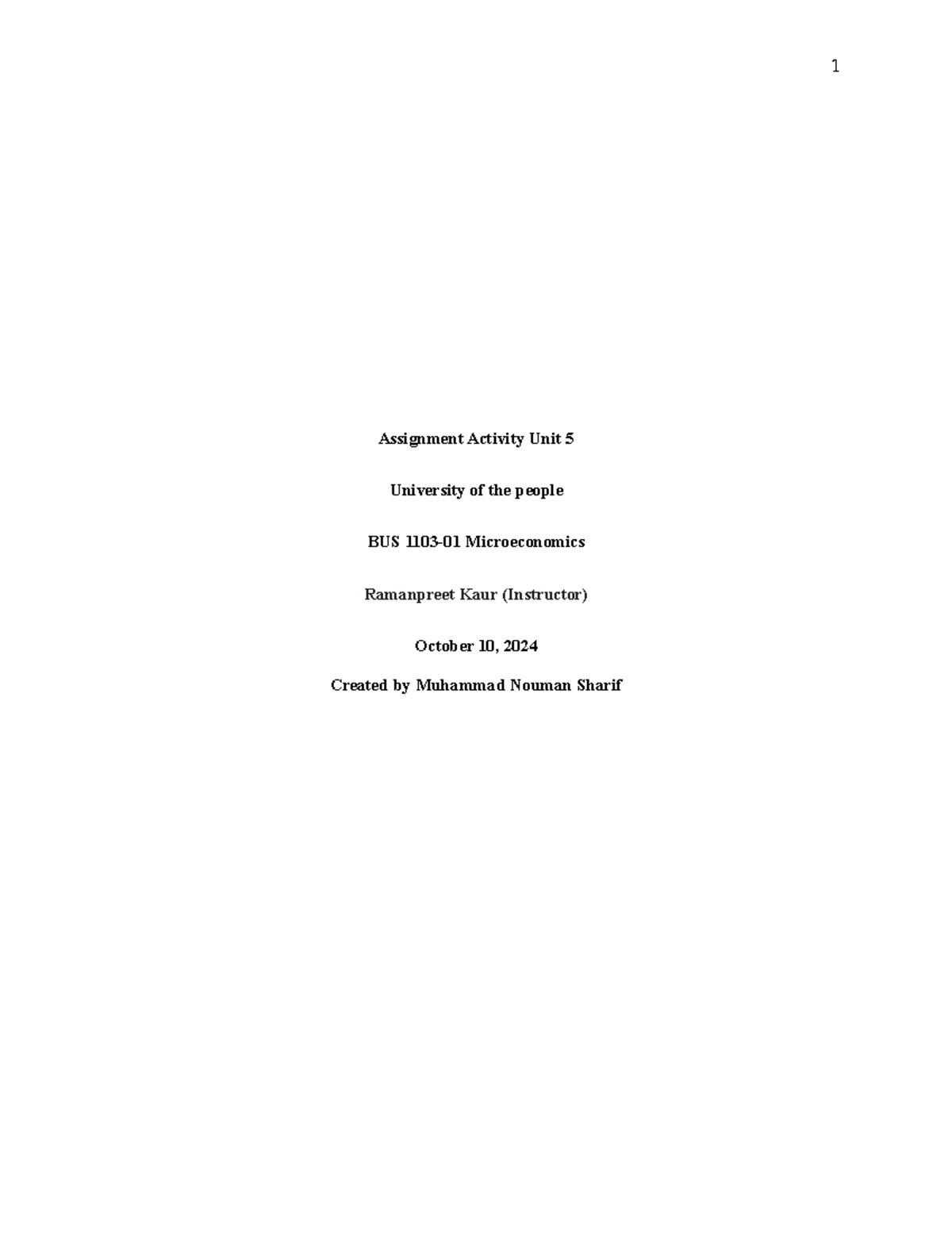 Assignment Activity Unit 5 Microeconomics - Assignment Activity Unit 5 University of the people ...