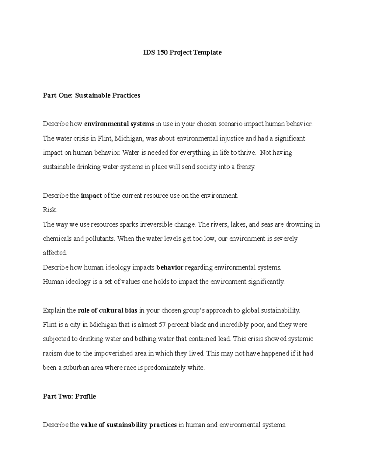 Sustainability Project - IDS 150 Project Template Part One: Sustainable ...
