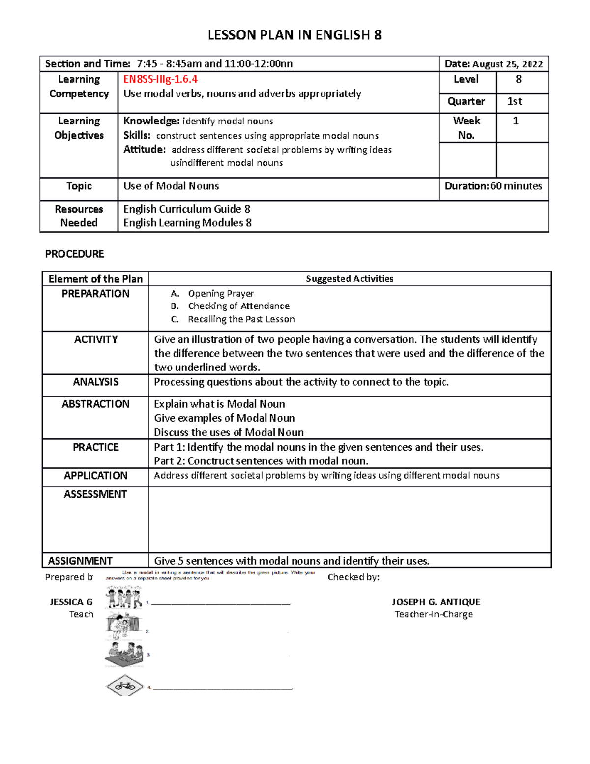 Week 1- day5- Aug. 26 - This lesson plan can be utilized for Grade 8 ...
