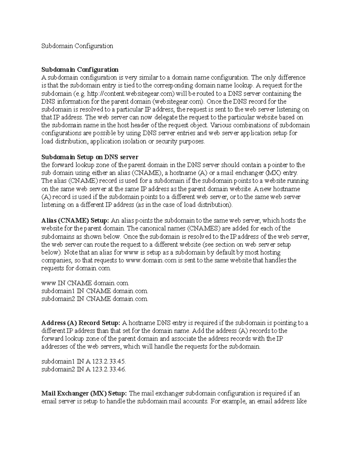Subdomain Configuration using local IP - Subdomain Configuration ...