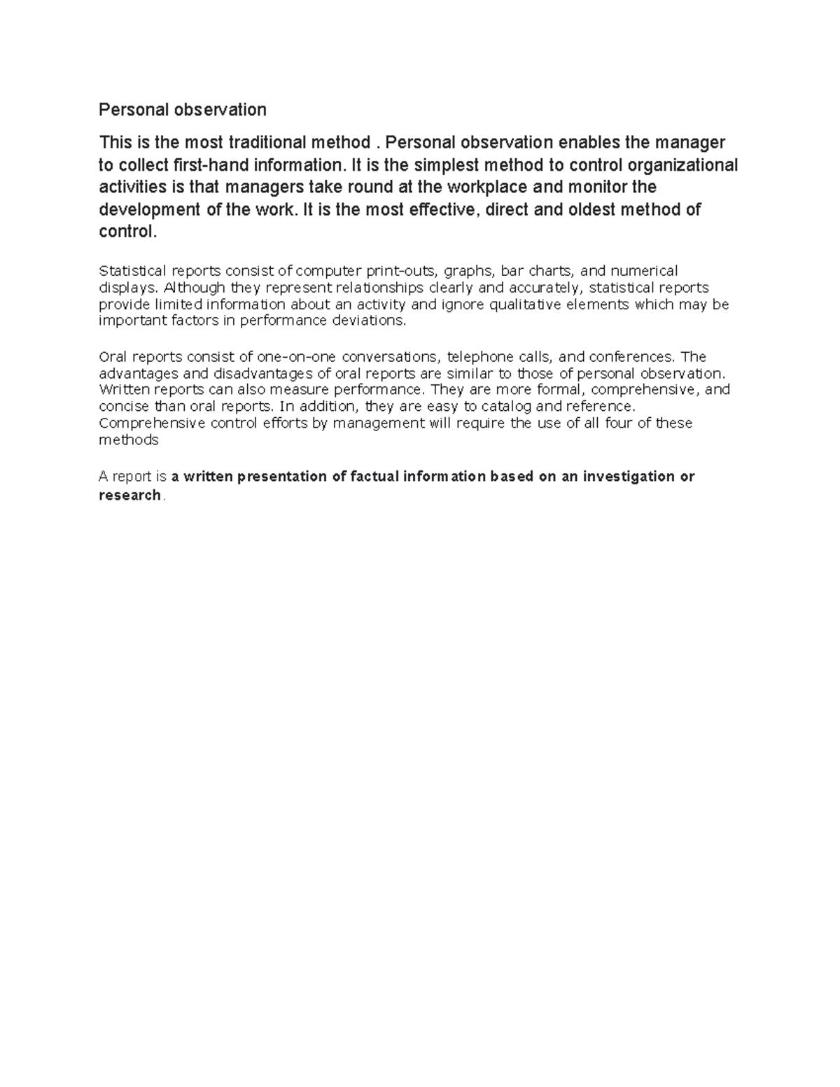 Actual performance - assignment - Personal observation This is the most ...