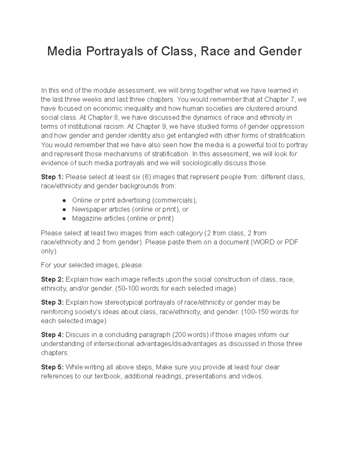 Media Portrayals of Class, Race and Gender - You would remember that at ...