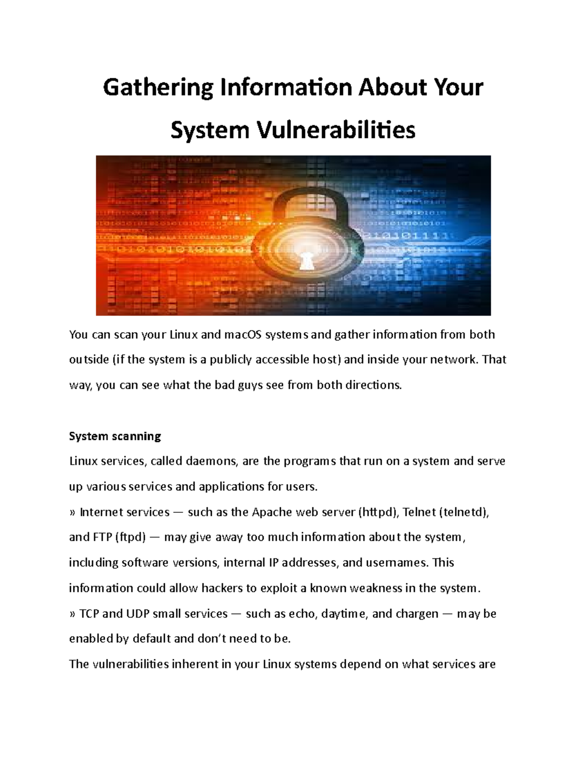 Gathering Information About Your system vulnerabilities - Gathering ...
