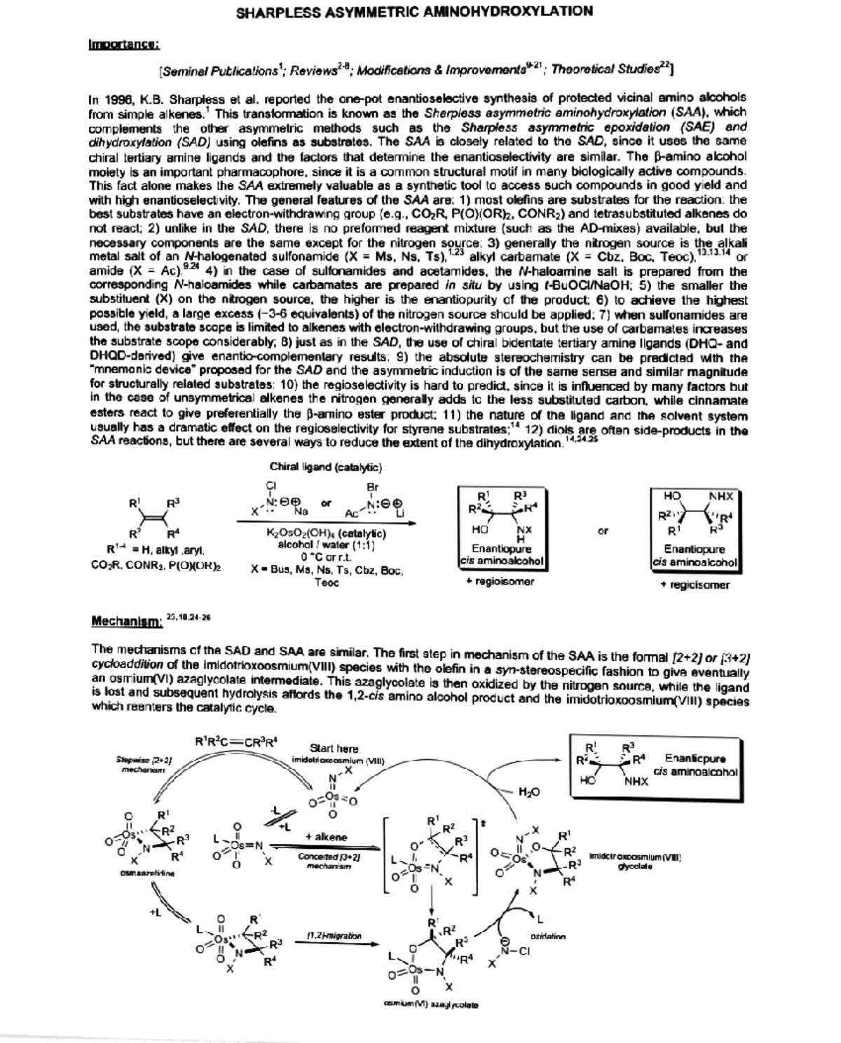 Sharpless Asymmetric Aminohydroxylation - SHARPLESs ASYMMETRIC ...
