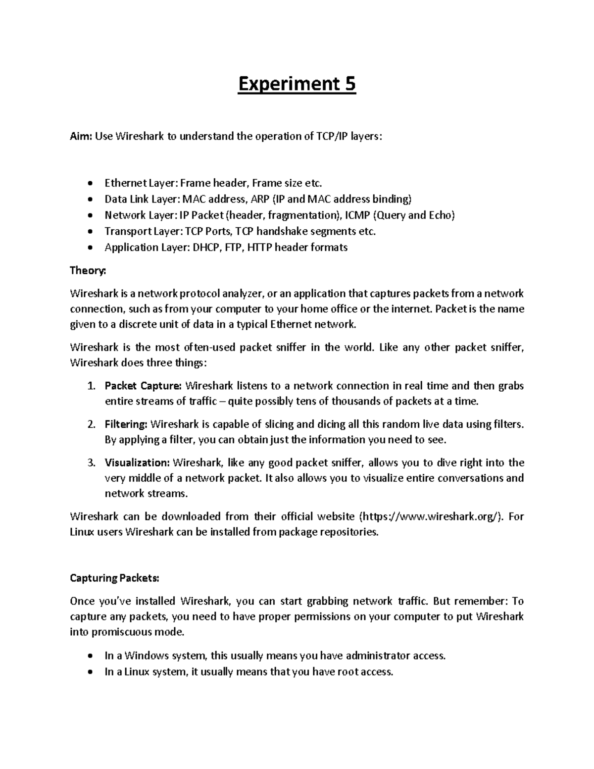 CN EXP5 - Computer Network Experiment 5 - Experiment 5 Aim: Use ...